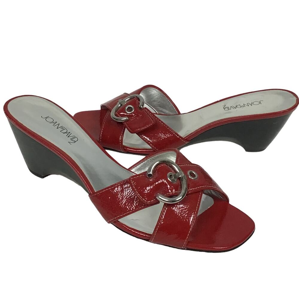 New Joan & David Red Patent Leather Mule Slip On Sand… - Gem